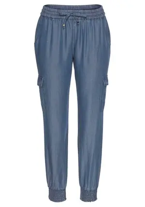 LASCANA Cargo Jogger Pants With Drawstring Waist - Denim