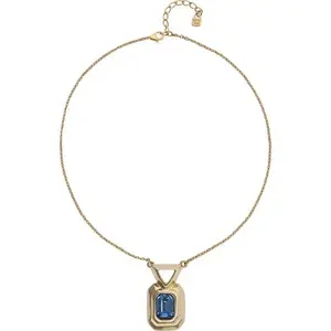 UNODE50 Tone Pendant Necklace With Blue Crystal - Gold