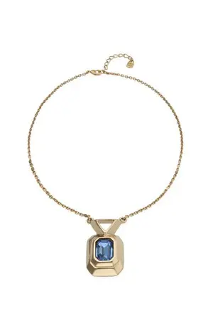 UNODE50 Plated Pendant Necklace With Blue Crystal