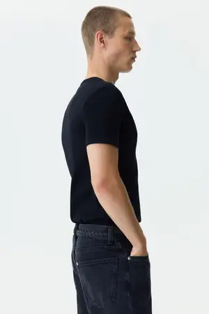 H&m Slim Fit Henley Top - Black