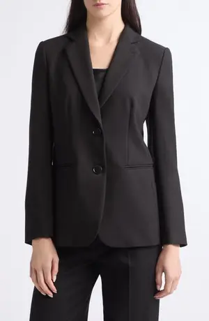 Emporio Armani Black Cady Stretch Crepe Blazer - Solid Black