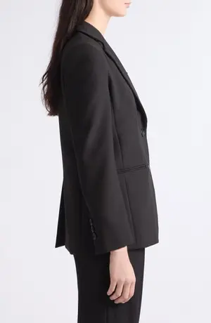Emporio Armani Black Cady Stretch Crepe Blazer