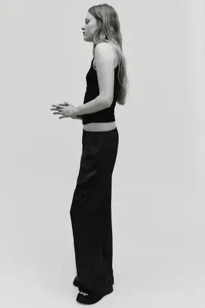H&M Flared Satin Trousers - Black