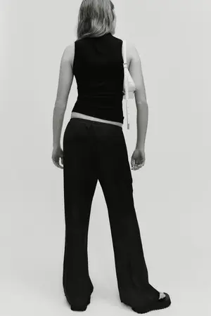 H&M Flared Satin Trousers - Black
