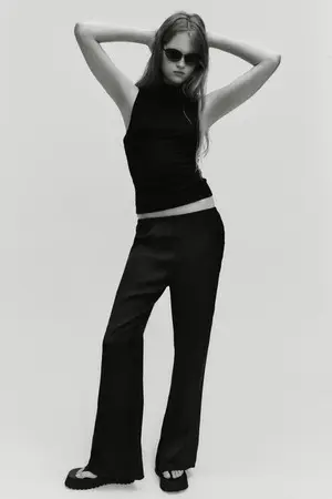 H&M Flared Satin Trousers - Black