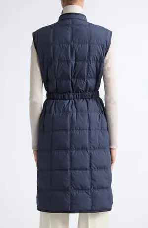 Moncler Cygnette Long Quilted Down Vest - Blue