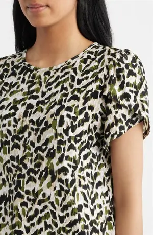 Anne Klein Animal Spot Tulip Sleeve Top