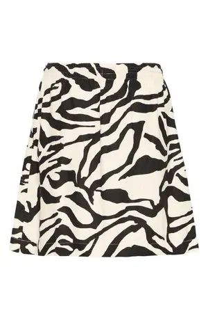 ICHI Printed Linen Blend Skirt