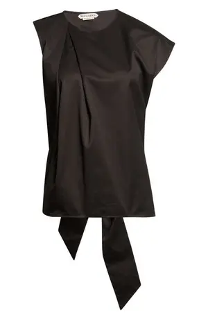 JW Anderson Sculptural Asymmetric Cotton Sateen Top - Black