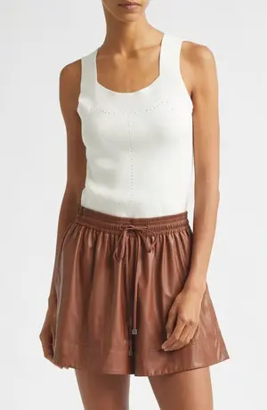 Derek Lam 10 Crosby Dakota Ribbed Tank Top - Marshmallow