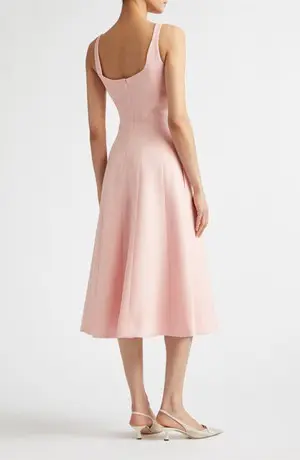EMILIA WICKSTEAD Collins Gathered Wool Crepe A-line Midi Dress - Light Pink