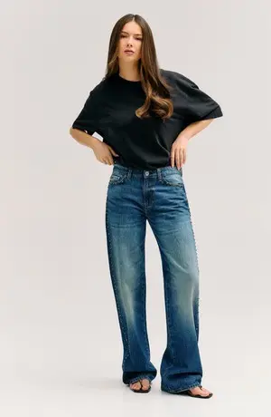 Guess Slouchy Straight Leg Jeans With Embellished Detailing