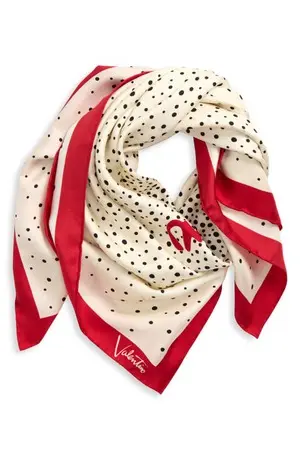Valentino Garavani Little Stars Print Silk Scarf Vanilla