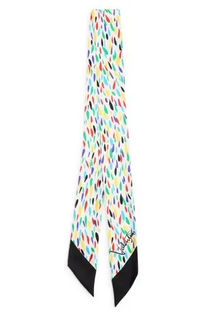 Valentino Garavani Little Stars Print Silk Skinny Scarf - White Multi