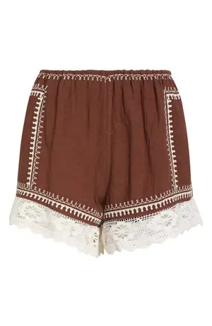 The Great. Sparrow Shorts With Embroidery And Lace Trim
