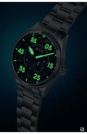 AVI-8 Spitfire Type 300 Automatic Stainless Steel Bracelet Watch - Blue
