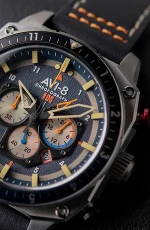 AVI-8 Hawker Hunter Atlas Dual Time Chronograph Leather Strap Watch