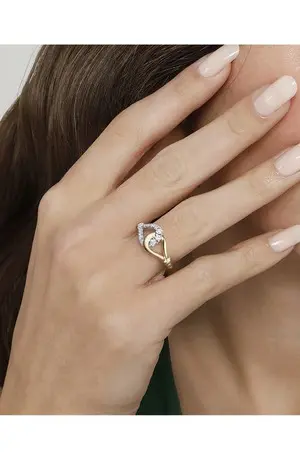 GABRIEL & CO. Bujukan Strides Stirrup Two-tone 14k Gold & Diamond Ring