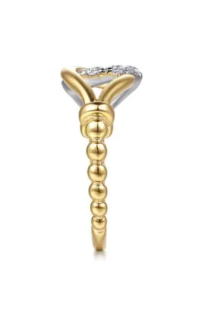 GABRIEL & CO. Bujukan Strides Stirrup Two-tone 14k Gold & Diamond Ring
