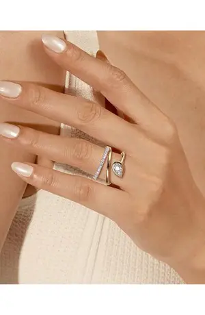 GABRIEL & CO. Two-tone 14k Gold Diamond Wide Band Wrap Ring