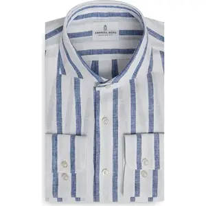 EMANUEL BERG Stripe Slub Linen Button-up Shirt