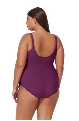 GOTTEX Ruffle Surplice One-piece Swimsuit - Wine
