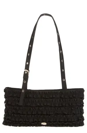DAMSON MADDER Sophia Ruffle Shoulder Bag - Black