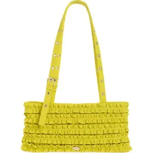 DAMSON MADDER Sophia Ruffle Shoulder Bag - Chartreuse
