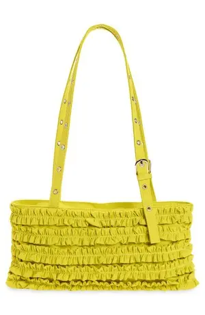 DAMSON MADDER Sophia Ruffle Shoulder Bag - Chartreuse