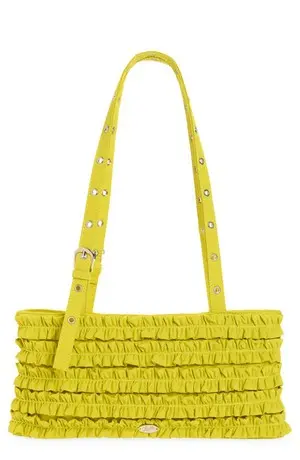 DAMSON MADDER Sophia Ruffle Shoulder Bag - Chartreuse