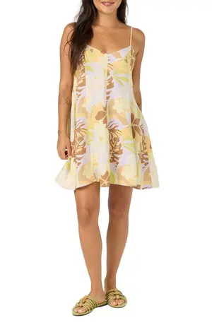 O'Neill Darcy Leah Tropical Print Mini Dress - Celery