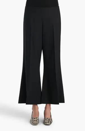 Khaite Walter Virgin Wool Kick Flare Crop Pants - Black