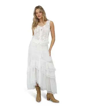 BELLE & BLOOM Wanderlace Ruffle Skirt - White