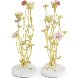 Michael Aram Wildflowers Set Of 2 Candleholders - Gold Multi