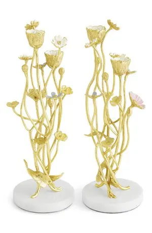 Michael Aram Wildflowers Set Of 2 Candleholders