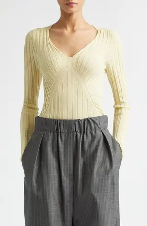 JIL SANDER Engineered Cashmere & Silk Rib Sweater