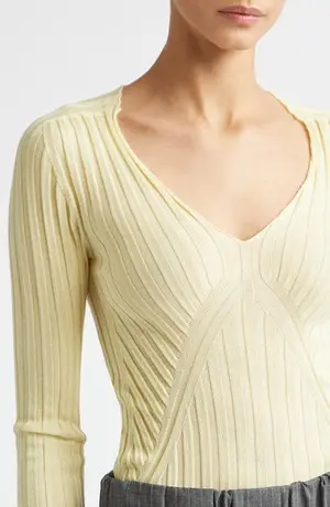 JIL SANDER Engineered Cashmere & Silk Rib Sweater