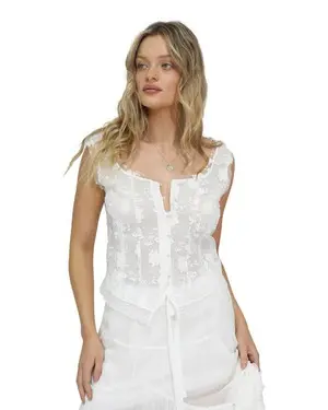 BELLE & BLOOM Future Lover Lace Button Up Blouse