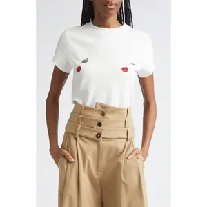 Monse Cheeky Cherry Embroidered Stretch Cotton T-shirt