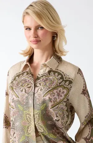 MARCIANO Melissa Mixed Print Button-up Shirt