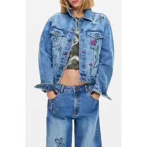 Desigual Embroidered Detail Denim Trucker Jacket