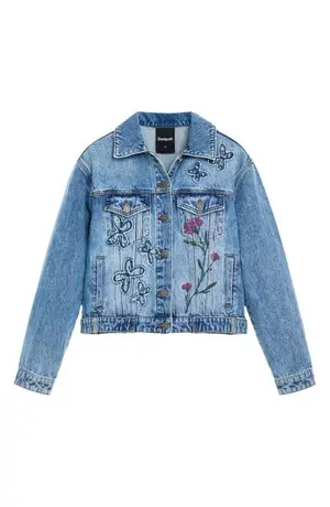 Desigual Embroidered Detail Denim Trucker Jacket