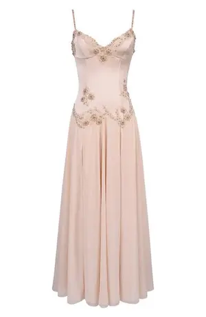 House Of Cb Saloma Satin Georgette Gown