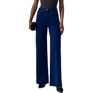 LE JEAN High Waist Wide Leg Column Jeans - Cobalt