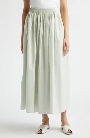 Loulou De Saison Naya Gathered Cotton & Silk Voile Maxi Skirt - Mist