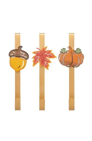 GLITZHOME Set Of 3 Fall Metal Glitter Wreath Hangers