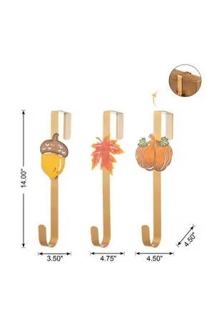 GLITZHOME Set Of 3 Fall Metal Glitter Wreath Hangers