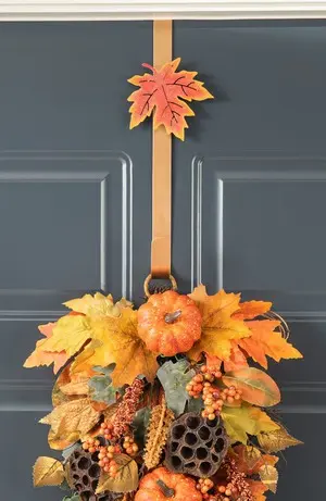 GLITZHOME Set Of 3 Fall Metal Glitter Wreath Hangers