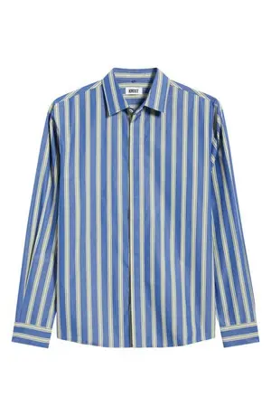 KROST Jordan Stripe Cotton Button-up Shirt - Beacon Blue