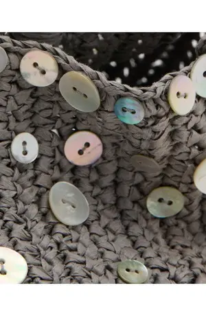 Mango Braided Top Handle Bag With Mother-of-pearl Buttons
